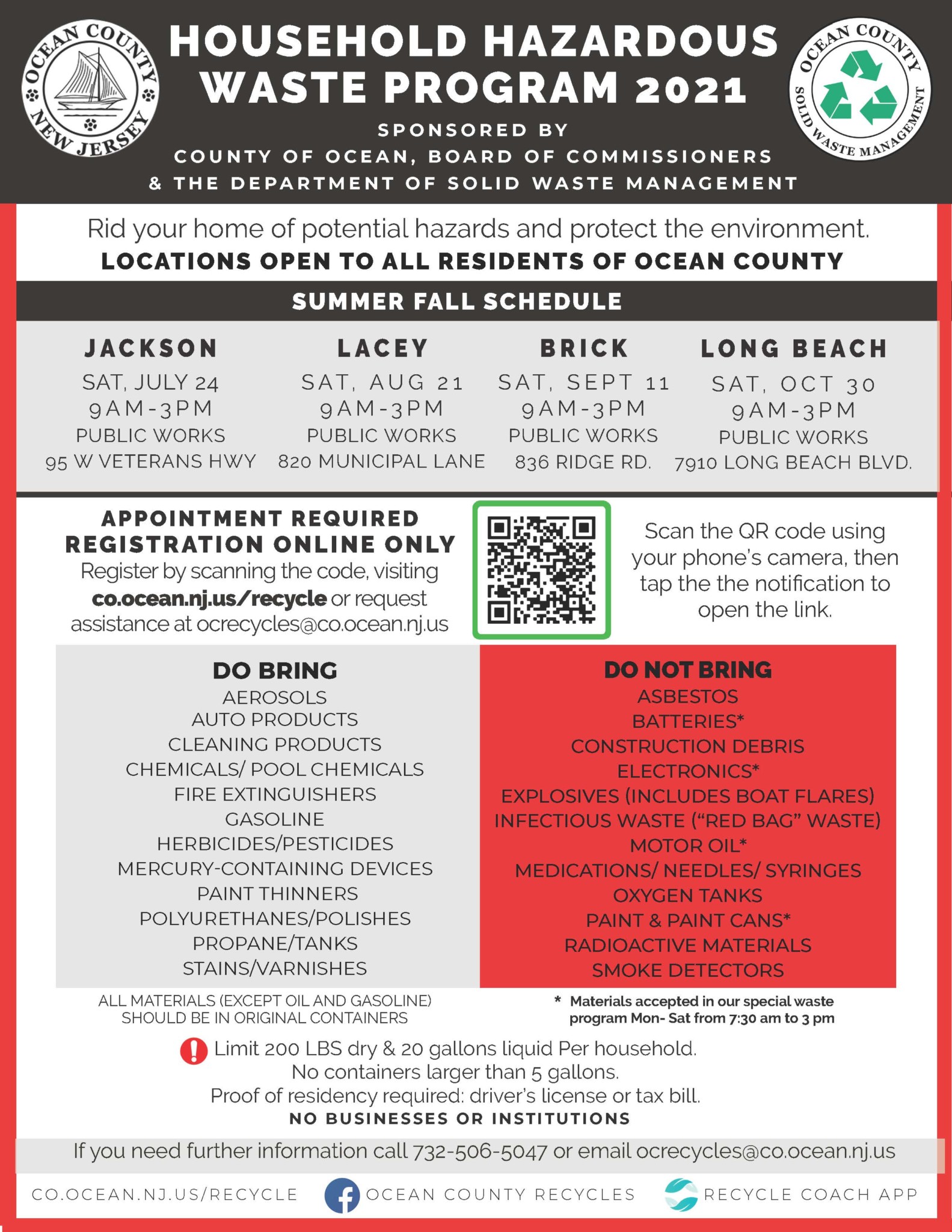 Spring/Summer 2021 Household Hazardous Waste Events - Borough of Point ...