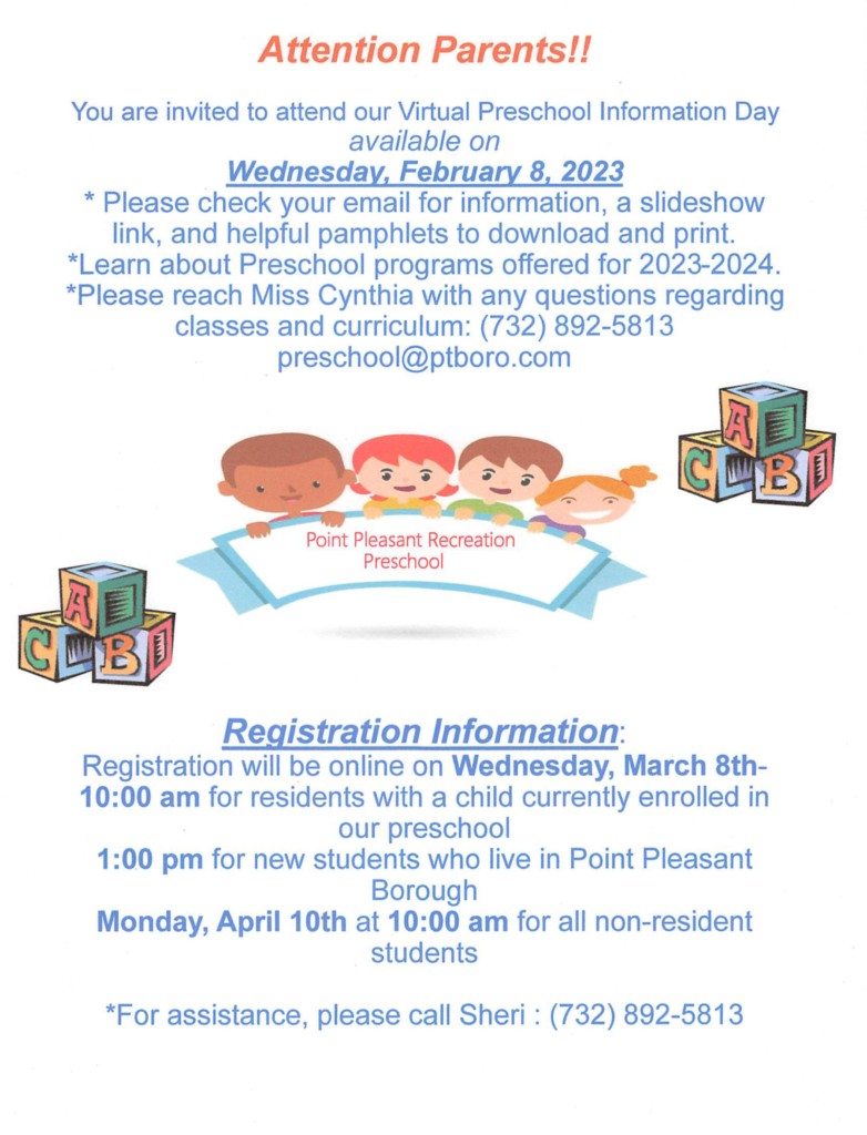 Preschool Policies and Rules - Borough of Point Pleasant